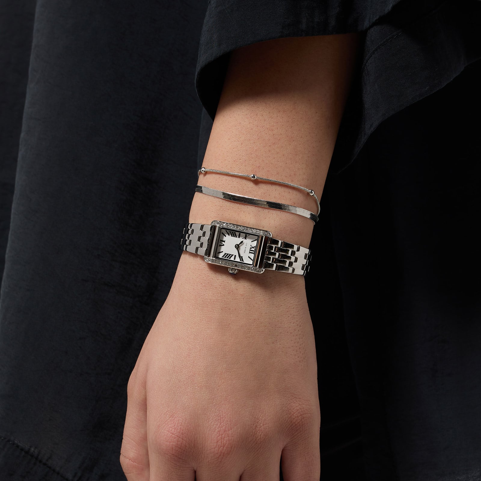 Ivy n Rox Bliss klockset dam - rektangulär, silver, 19x28 mm