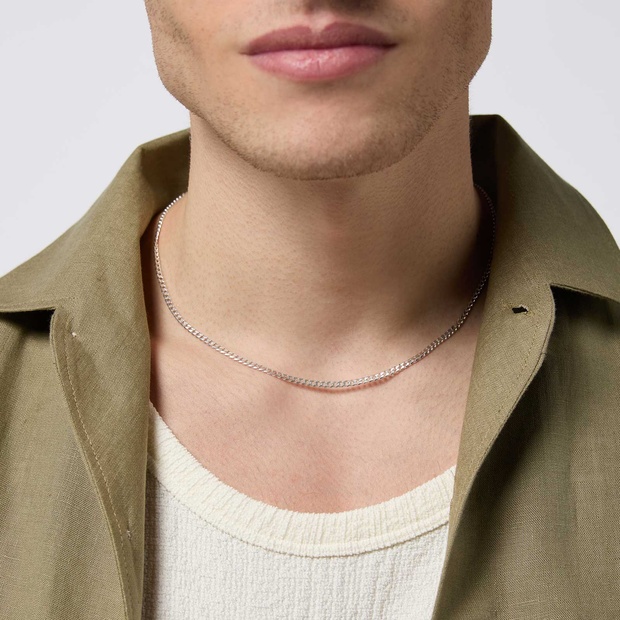 Silverhalsband herr - pansarkedja 55cm/2,5mm