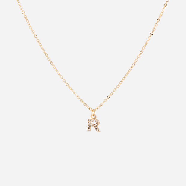 Guldfärgat halsband - bokstav R